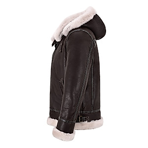 Men's Aviator RAF Classic B3 Sheepskin Bomber Flying Real Leather Jacket 116117 (XL, Brown/Beige)