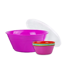 Mintra Home Snack Bowls (Popcorn Bowl Set, Fuchsia)