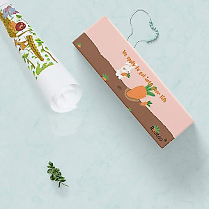 Runtoo Jungle Animals Wall Decals Monkey Elephant Giraffe Wall Art Stickers Kids Baby Nursery Playroom Home Décor