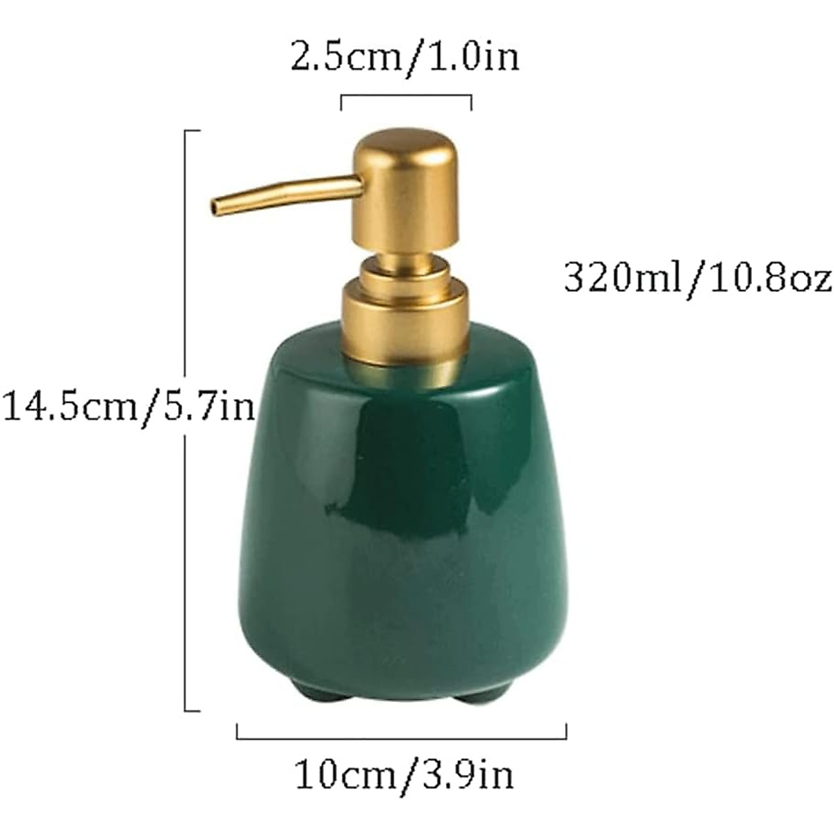 OUSIKA soap Dispenser Ceramic Soap Pump Refillable Matte Metal Pump Lotion Dispenser Non-Slip Bathroom Home Hotel 320 Ml / 10.8 Oz Soap (Color : White)