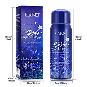 LOKFAR Glitter Spray for Hair and Body, Body Glitter Spray Hair Glitter Spray, Quick-Drying Waterproof Glitter Body Spray Glitter Hairspray, Body Shimmer Sparkle Spray (2.11 oz)