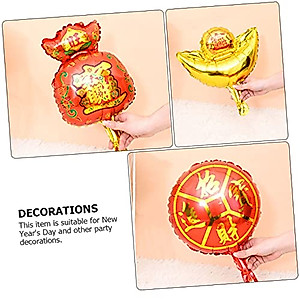 ibasenice 24 pcs 2021 Spring Festival Balloons lantern decor foil balloons garland decor Chinese New Year party wall decoration red ballons ox year balloons Chinese Style Balloon Party Decor
