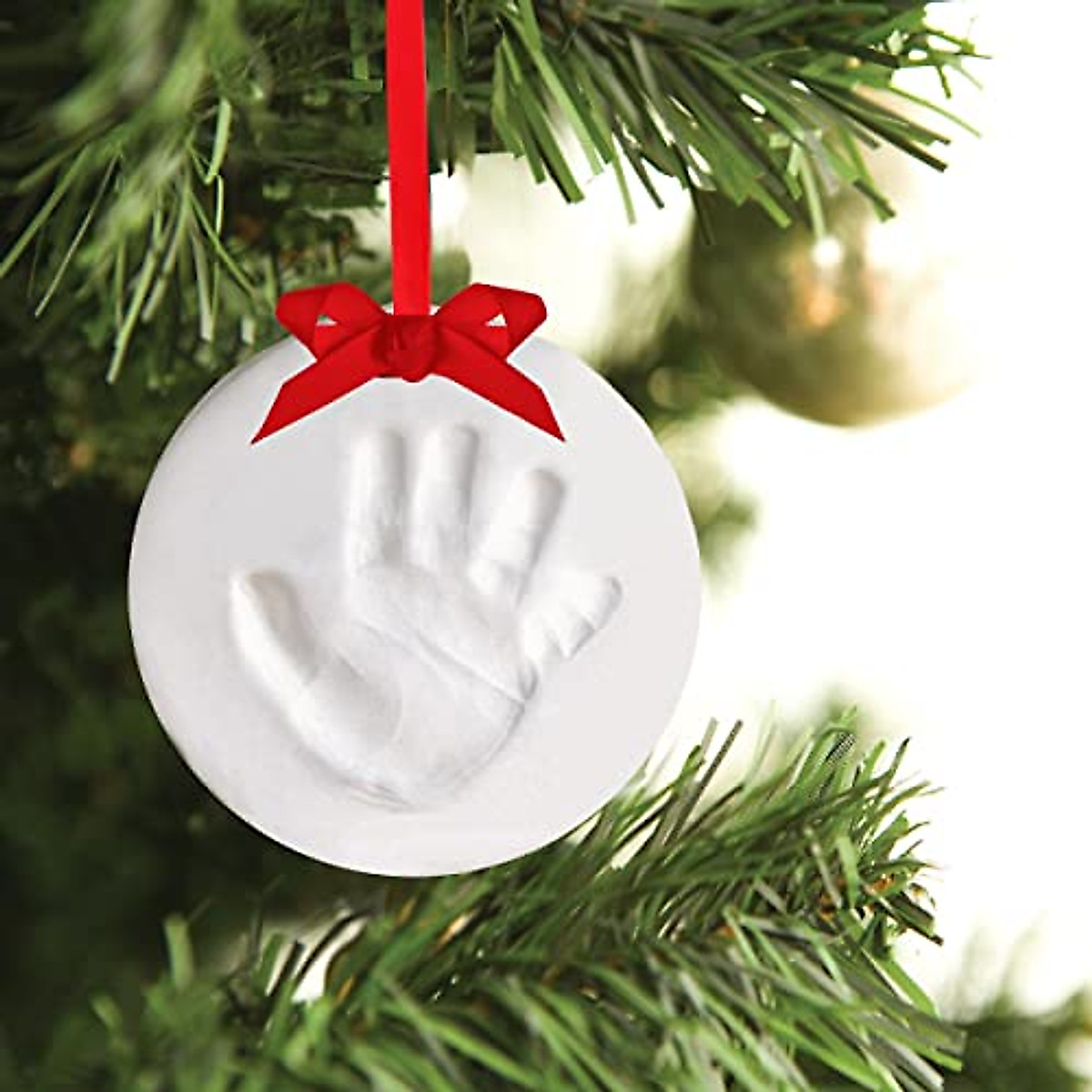 Tiny Ideas Baby's Handprint or Footprint Christmas Ornament, Easy No-Bake Keepsake Kit, Creative Holiday Gift for New and Expecting Parents, Clay