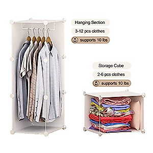 YOZO Cube Storage Organzier Portable Wardrobe Closet Bedroom Dresser (28x18x56 inches) Portable Closet Cube Shelf Armoire Pantry Cabinet, 8 Doors, White