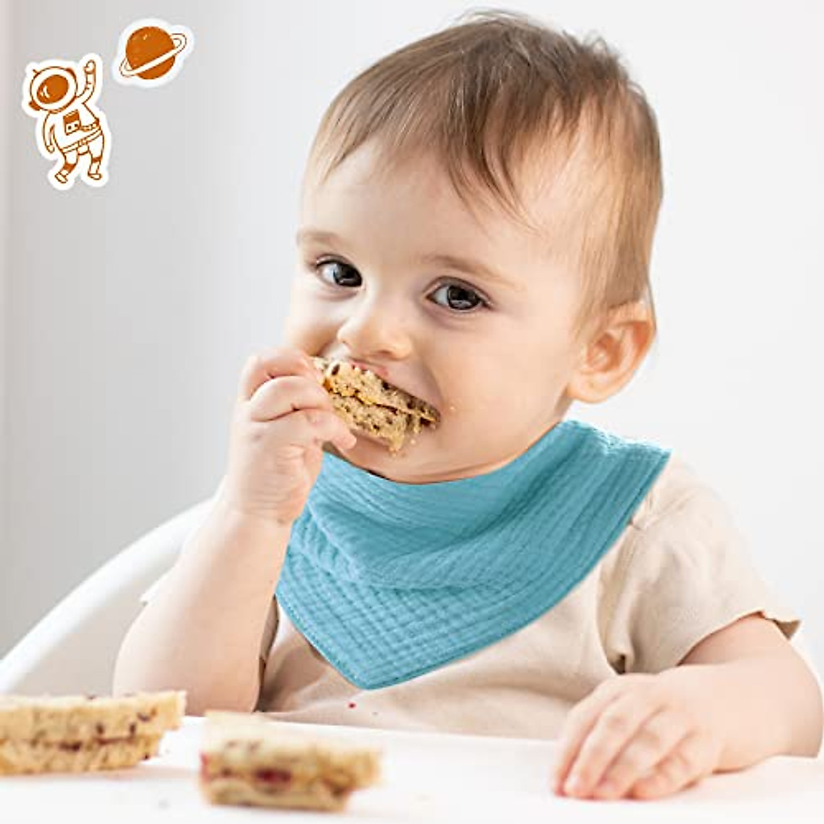 AIXMEET 10 Pack Muslin Baby Bibs, Absorbent Baby Bandana Drool Bibs, Solid Colors Set for Teething and Drooling, Stylish Unisex Bibs, Soft Teething Bibs for Infants, Easy to wash, easy to put on