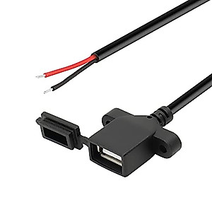 RIIEYOCA 2Pcs USB Female Plug 2pin Bare Wire,USB Power Data Cable with Dust Cap DIY Pigtail Cable for USB Equipment Installed or DIY Replace Repair （30CM）