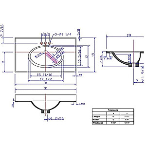 Design House 586198 Cultured Marble Vanity Top 31x19, Solid White