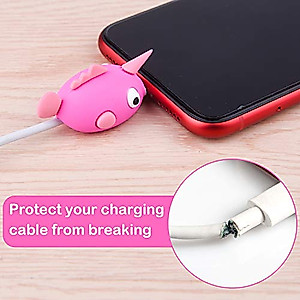 TUPARKA 18 Pcs Cable Protector for iPhone/ipad USB Lightning Cable, Plastic Cute Fish Unicorn Animals Charging Cable Saver, Phone Accessory Protect USB Charger