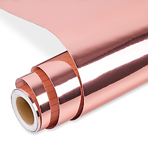 Prime Vinyl Chrome Rose Gold Permanent Vinyl Roll, Rose Gold Vinyl for Cricut - 12" x 10 Ft- Chrome Metallic Adhesive Vinyl for Silhouette Cameo, Decor Sticker, Cutting Machine, Home Decal
