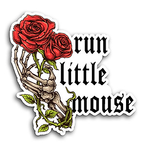 Run Little Mouse Sticker Black Rose Kindle Skeleton Haunting Adeline Hunting Adeline Dark Romance Booktok Bookish Book Lover Vinyl Die Cut Sticker for Car Laptop Phone Water Bottle (Customize Size)