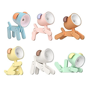 Galunt 6 PCS Mini Led Desk Lamp, Led Cute Night Light Adjustable Phone Stand Mini Dog Table Lamp Cute Small Phone Holder Desk Decor Dog Lamp, Eye-Protection