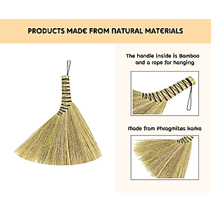 Small Whisk Broom,Handmade Turkey Wing Whisk Broom 12" for Cleaning,Sturdy Soft Brush,Bristle Design Cleans Dust Dirt & Debris Brush Head/Perfect for Indoor Outdoor and Car