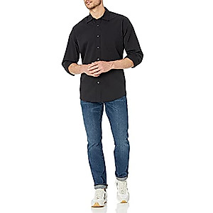 Amazon Essentials Men's Regular-Fit Long-Sleeve Casual Poplin Shirt, Black, XX-Large