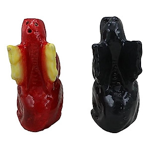 Ebros Gift Red Fire And Black Smoke Dueling Dragons Couple Ceramic Salt Pepper Shakers Set Figurines As Fantasy Mythical Magic Dungeons And Dragon Gothic Accent Decor