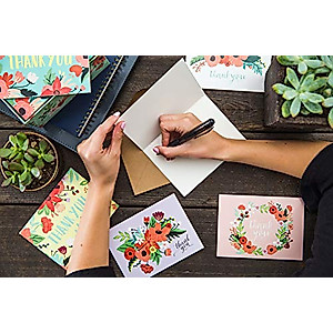 Sweetzer & Orange Floral Thank You Cards Bulk Box Set of 48 Blank Cards with Envelopes - Baby Shower Note Cards, Wedding Thank You Cards or Bridal Shower Thankyou Card - 4.25 x 5.75