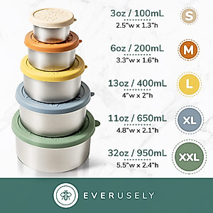 Everusely Stainless Steel Containers with Lids Ultimate Lunch Bundle (Muted Rainbow)