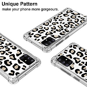 KANGHAR for Samsung Galaxy A51 5G Black Leopard Cute Pattern Shockproof Clear Four Corners Cushion Durable Hard PC + Soft TPU Bumper Anti-Scratch Full Body Protection Crystal Cover-6.5inch