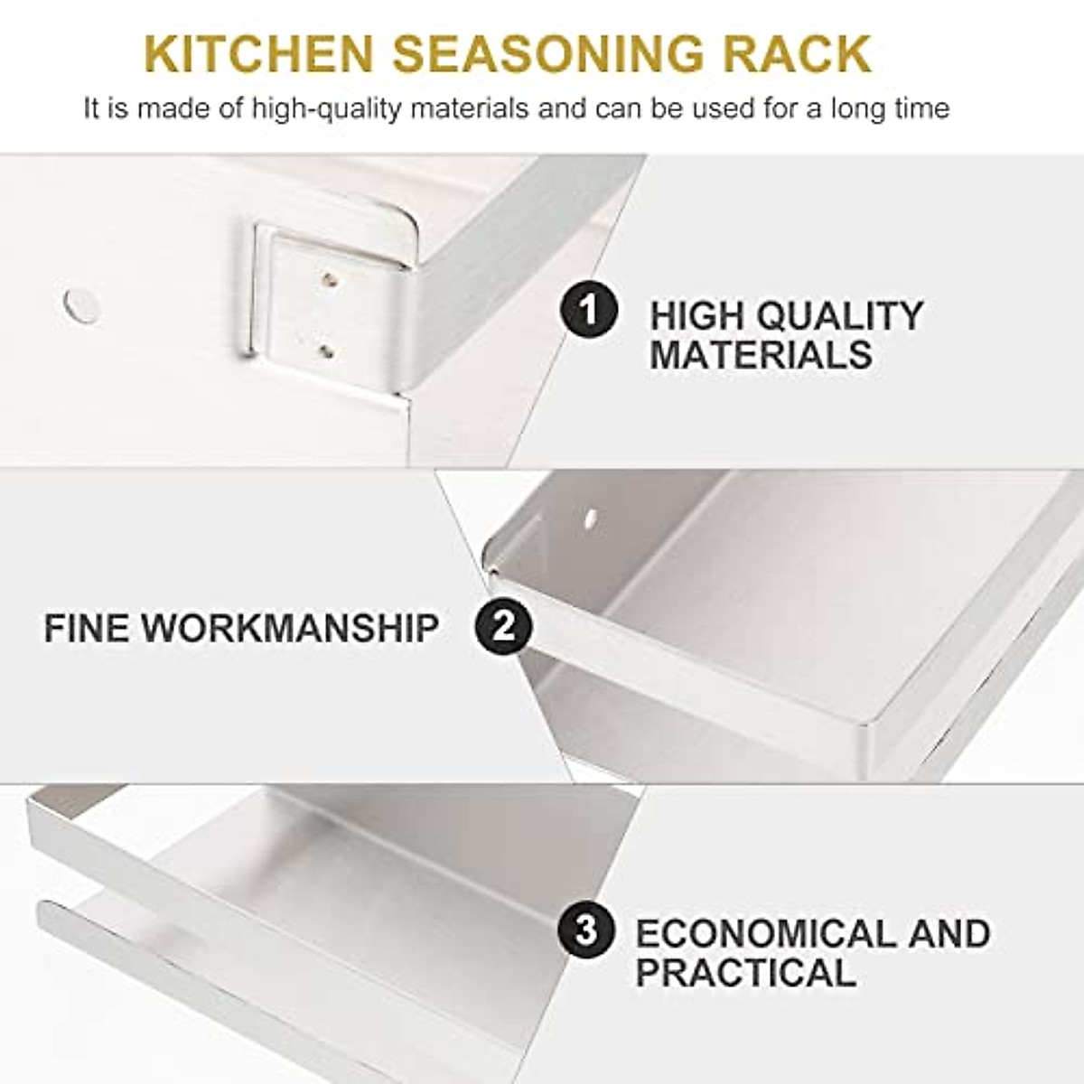 DOITOOL Wall Floating Shelves Floating Shelves Stainless Wall Mount Floating Shelves Kitchen Seasoning Rack Kitchen Storage Shelf Steel Wall Mounted Shower Storage Holder