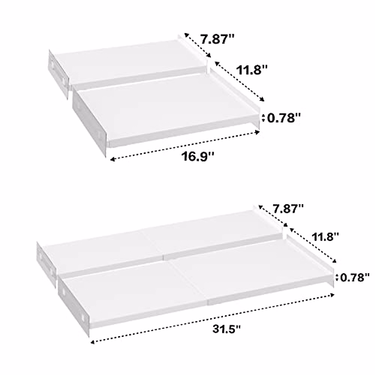 GNEOUS Greal Adjustable Closet Shelves Heavy Duty Wardrobe Organizer Expandable Storage Shelves Rack Closet Dividers Separators for Kitchen Bathroom Bedroom Garage, 19.67" Width Max