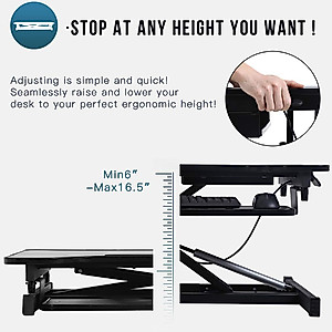 Standing Desk Stand Up Desk Computer Workstation Height Adjustable Ergotron Large Working Area Double Gas Lift Compuetr Office Desk with Removable Keyboard