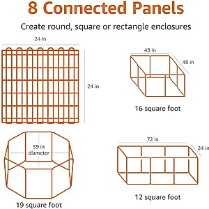 Amazon Basics - Octagonal Foldable Metal Exercise Pet Play Pen for Dogs, Fence Pen, Single Door, Extra Small, 60 x 60 x 24 Inches, Black