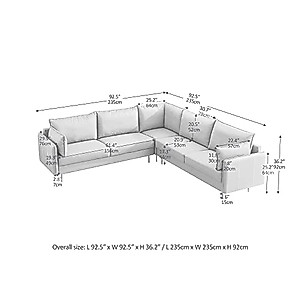 COULDWILL L Shape Couch Corner Sectional Sofa Modular Couch 5-Seats Technical Faux Leather Sofa for Living Room and Office