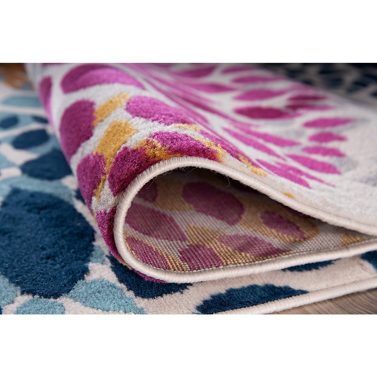 Rugshop Modern Floral Circles Design for Living Room,Bedroom,Home Office,Kitchen Non Shedding Round Rug 6' 6" Multi (6' 6" Diameter)