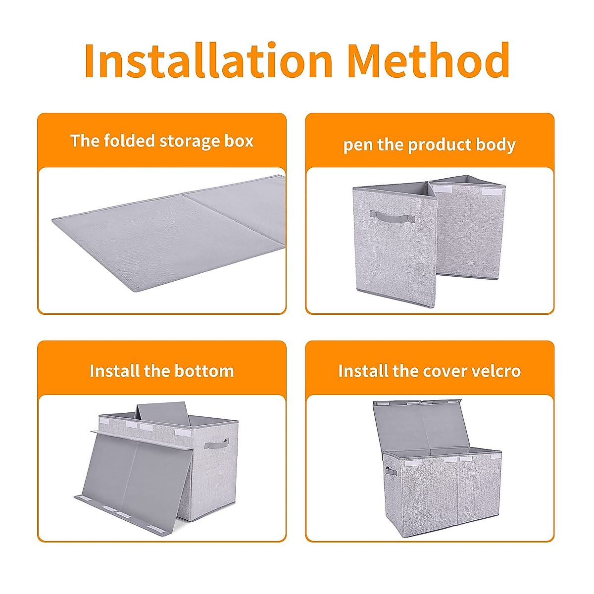 Large Toy Box Chest Storage Organizer with Lid,Collapsible Kids Toys Boxes Basket Bins with Sturdy Handles for Boys and Girls, Nursery, Playroom 25"x13" x16" (Light Grey)