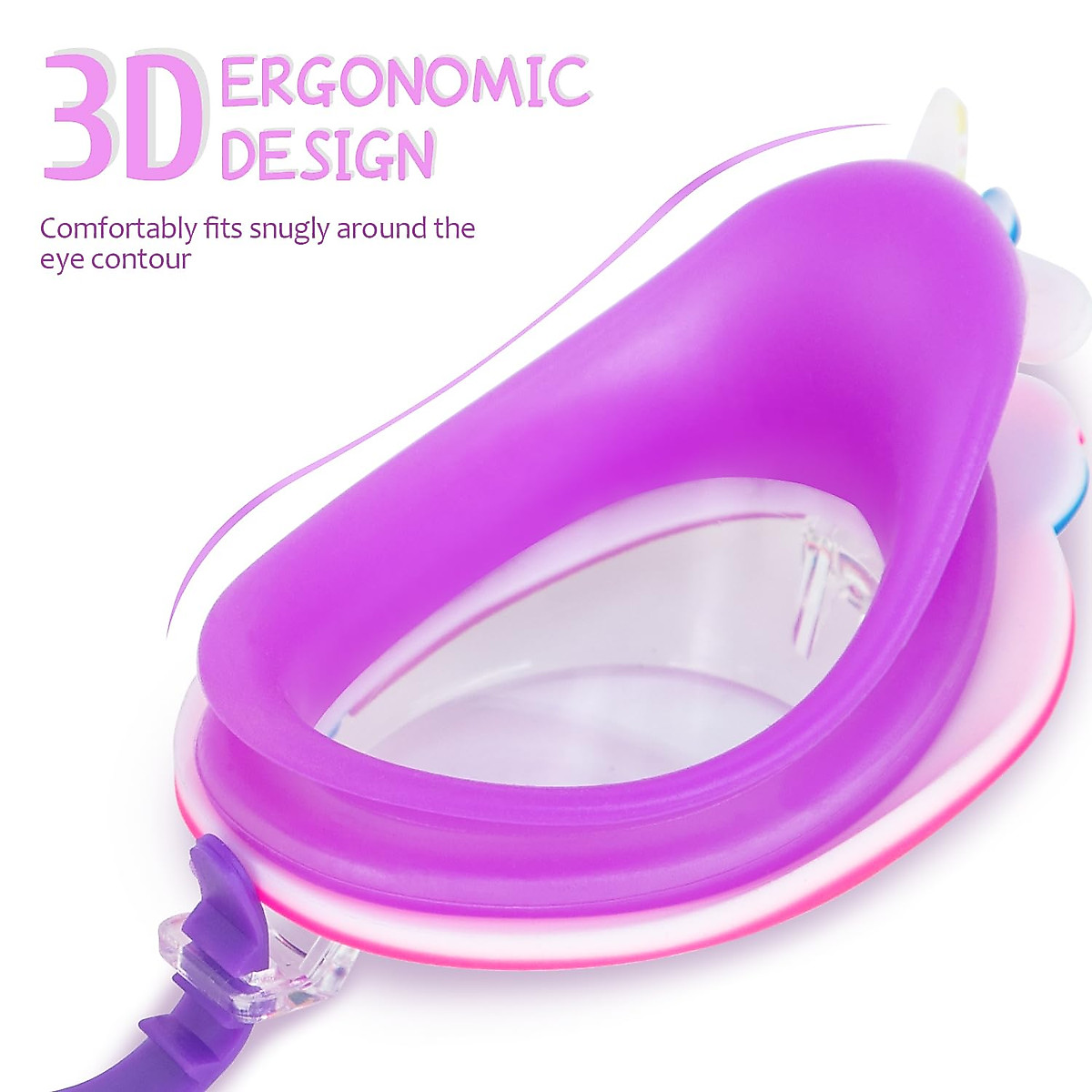 foci cozi 8PCS Unicorn Kids Swim Goggles Set,FOZI COZI Swim Goggles for Kids 6-14,Kids Goggles for Swimming 4-7(Includes Swim Cap,Nose Clip,Earplugs & Storage Bag) (FC-052023-001)