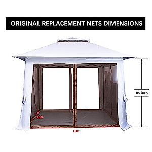 SCOCANOPY Universal Replacement Mosquito Netting Screen Walls for 10x10 Canopy Or Gazebo, Set of 4 Panels (Brown)