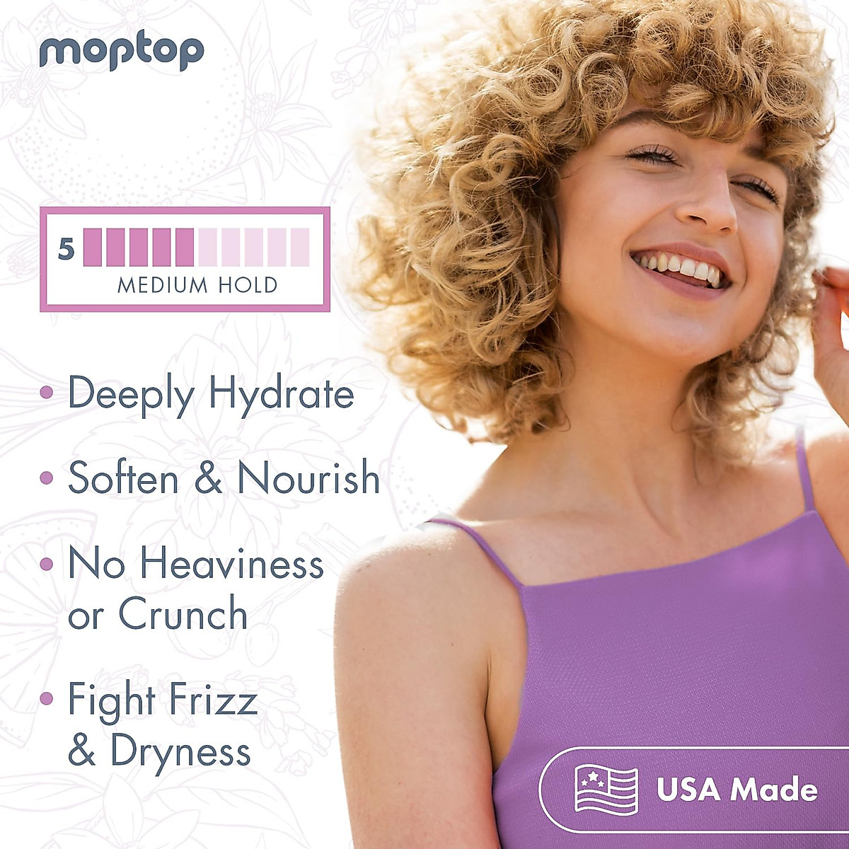 MopTop Curly Hair Custard Gel for Waves, Coils & Kinks - Anti-Frizz Curl Moisturizer, Definer & Lightweight Activator with Aloe, Great for Dry Hair, 8oz