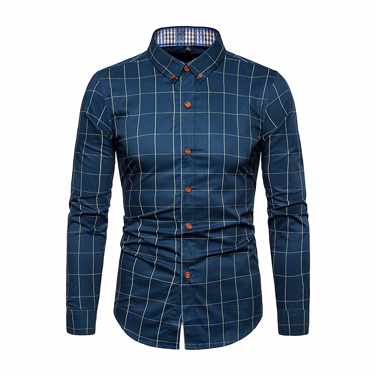 Men's Striped Wrinkle Free Dress Shirt Regular Fit Button Down Shirts Plaid Solid Slim Fit Long Sleeve Shirts (Blue,5X-Large)