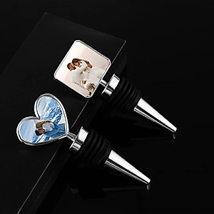 Personalized Wine Bottle Stopper with Photo, OXYEFEI Custom Wine Bottle Stoppers Can be Reused, Used for Gifts, Bars, Holiday Parties, Weddings,2Pcs (silver)