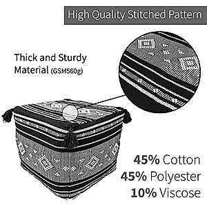 LEGACI Terrace Pouf Ottoman Outdoor Stuffable Footrest Cushion Ottoman Pouf Cover Unstuffed Storage Pouf with Multiple Filling Options Stuffable Ottoman Black and White Pouf Ottoman 18"x18"x16"