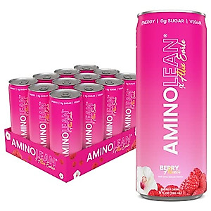 RSP NUTRITION AminoLean Berry Alixir Energy Drink - Sugar Free Amino Energy with No Jitters, Tingles, or Crash, Vegan Amino Acids 12 Pack