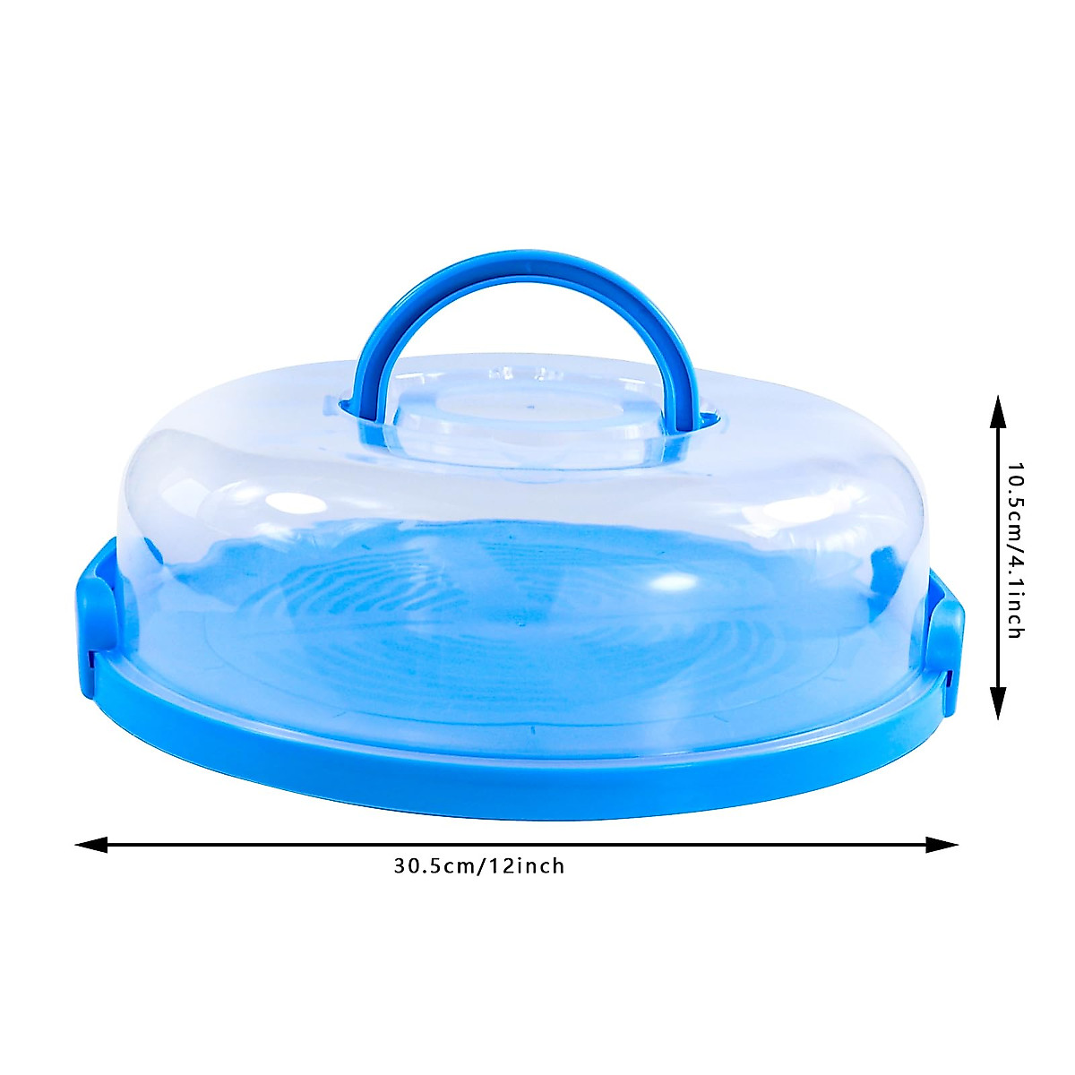 DIIRPPR 12" Portable Pie Carrier with Lid and Cupcake Muffin Tart Cookie Keeper Food, for Wedding Party Baby Shower Party Christmas,Suitable for 10 in x 4 1/2 in cake(Blue)