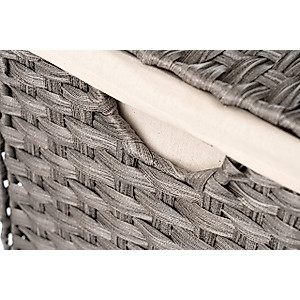 Synthetic Wicker Laundry Hamper Basket With Lid and Liner by Blue Ridge Basket Company (Gray)
