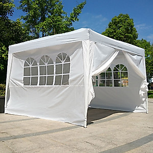 10'x10'EZ Pop UP Wedding Party Tent Folding Gazebo Canopy W/SIDES & Carry Bag