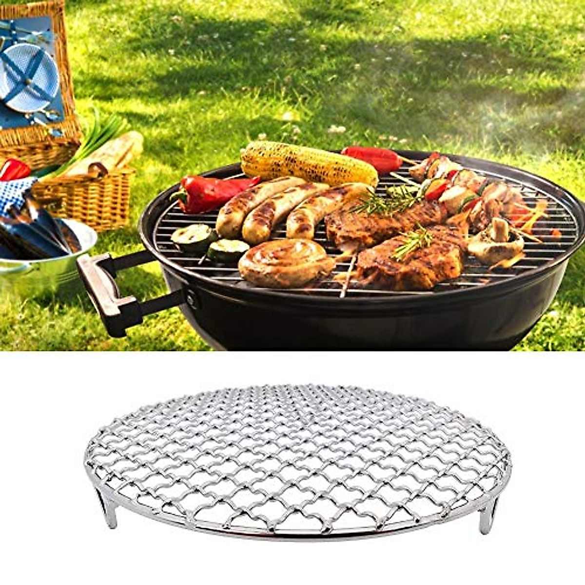 Vifemify Multi-Purpose Stainless Steel Grill Net BBQ Steamer Rack Fryer Accessories Healthy and Non Toxic Easy to Use Easy to Clean