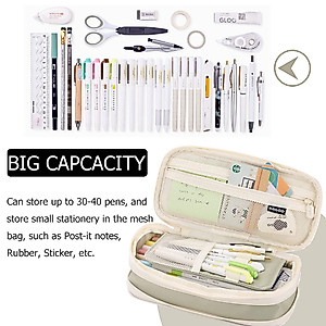 SeBeLi Pen Case Big Capacity Pen Bag Pouch Holder Box Office College Study Organizer for Women Adults (Light Green)