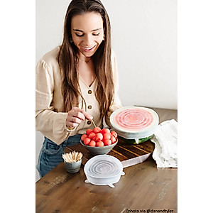 altCookingHub Silicone Stretch Lids, 6-Pack of Same Size 5.5 Inch Lids, BPA Free, Leakproof Reusable Silicone Lids for Various Shapes of Containers and Food Covers