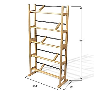 Atlantic Element Media Storage Rack - Holds Up to 230 Cds or 150 Dvds, Contemporary Wood & Metal Design with Wide Feet for Greater Stability, PN35535687 In Maple