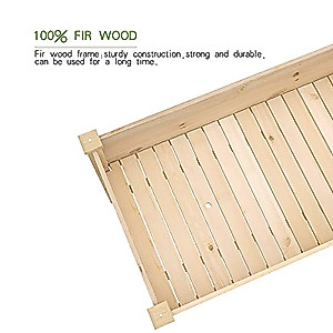 BIRASIL Outdoor Raised Garden Bed, Wood Planter Box for Vegetable Flower, Elevated Reinforced Large Garden Planters Boxes for Backyard Patio Gardening Balcony (48.5”L, Natural Wood)