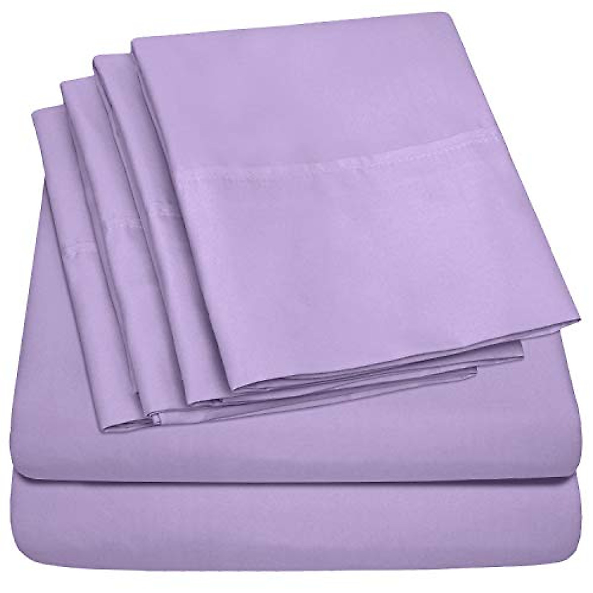 Cal King Size Bed Sheets - 6 Piece 1500 Supreme Collection Fine Brushed Microfiber Deep Pocket California King Sheet Set Bedding - 2 Extra Pillow Cases, Great Value, California King, Lavender