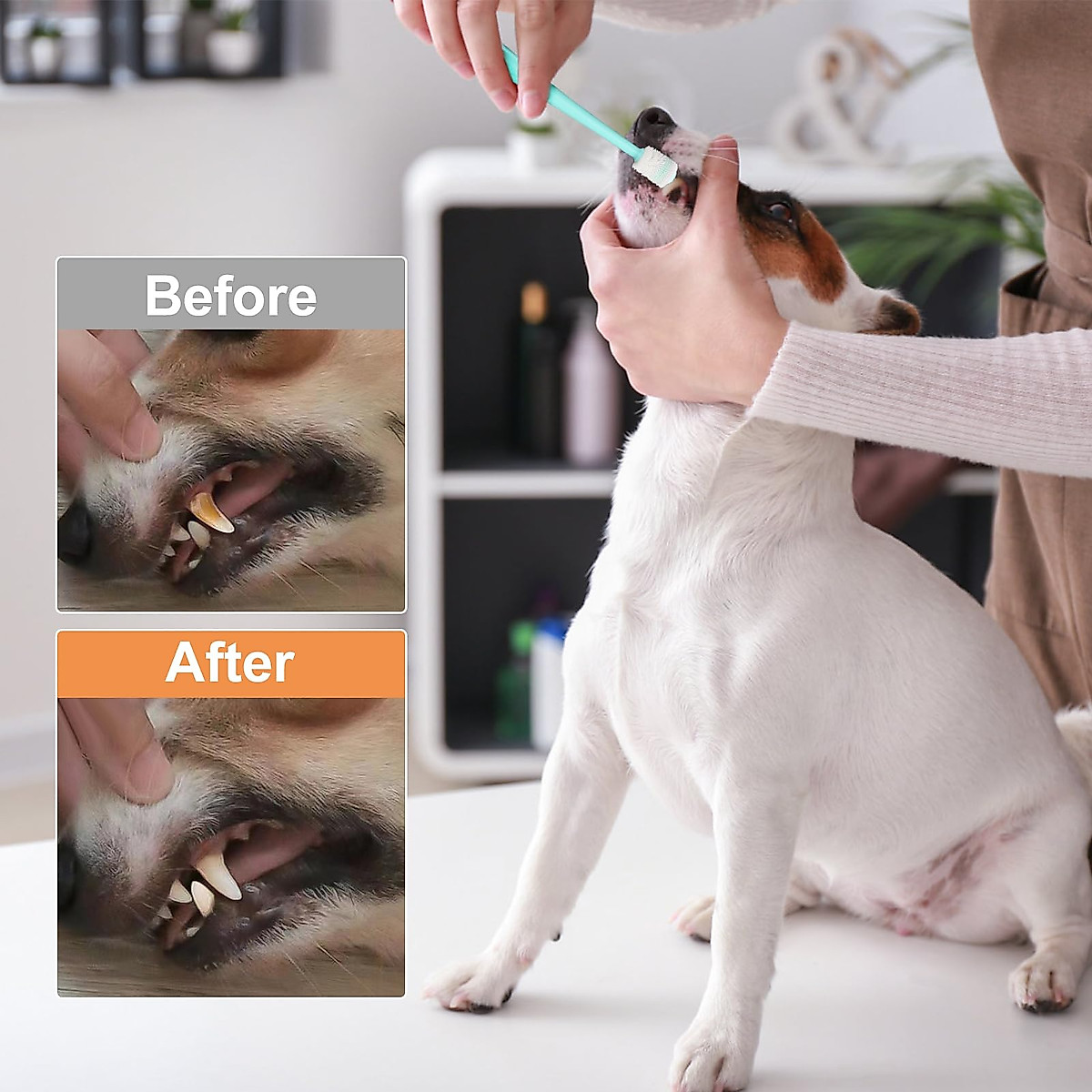 4 Pack Dog Cat Toothbrush Silicone 360 Degree Pet Tooth Brush Small Puppy Kitten Toothbrushes Soft Bristles Head Prevent Bad Breath Dental Care Plaque Off Teeth Deep Clean Kit for Dogs Cleaning Mouth