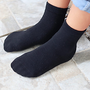 RATIVE Basic Cotton Crew Socks for Unisex Baby Infant Toddler Kids Boys Girls(3-5T,12-pairs/black)
