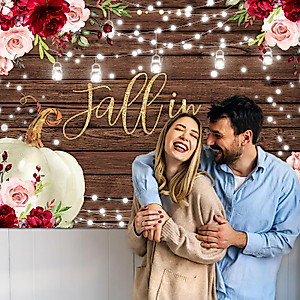 Avezano Bridal Shower Backdrop Rustic Fall Bridal Shower Decorations Fall in Love Backdrop Engagement Wedding Party Decor Wedding Backdrops for Reception 7x5ft