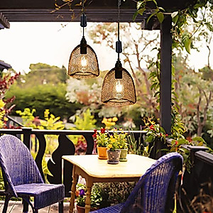 Battery Operated Hanging Light with 6 Hours Timer-Outdoor Indoor Pendant Chandelier Waterproof Lamp Lantern for Gazebo Porch Garden Patio Decorative Metal Warm White Bulb