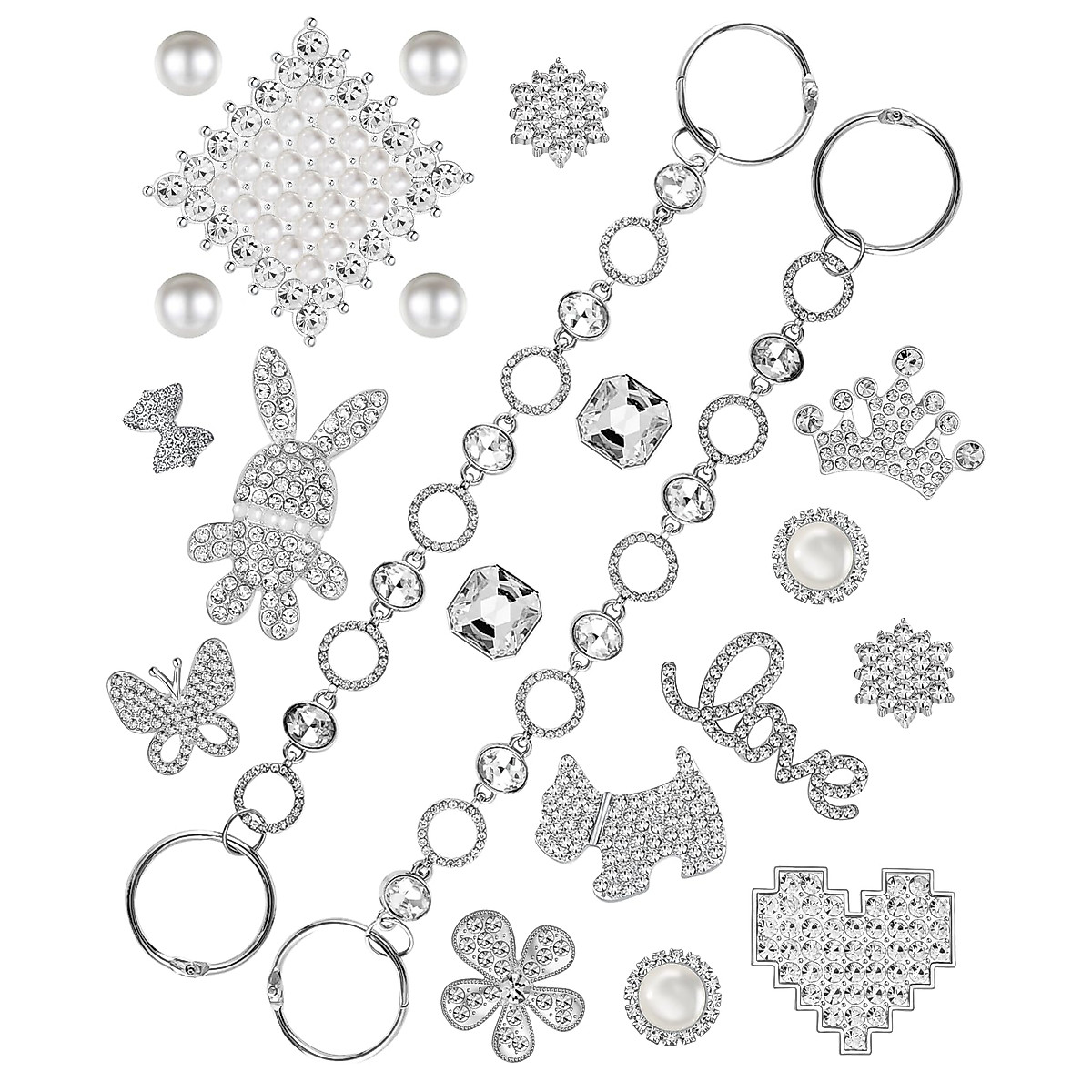 Acwenie Bling Shoe Charms for Croc Silver Jewelry Accessories Decoration for Women Girls Party Favors Birthday Gifts