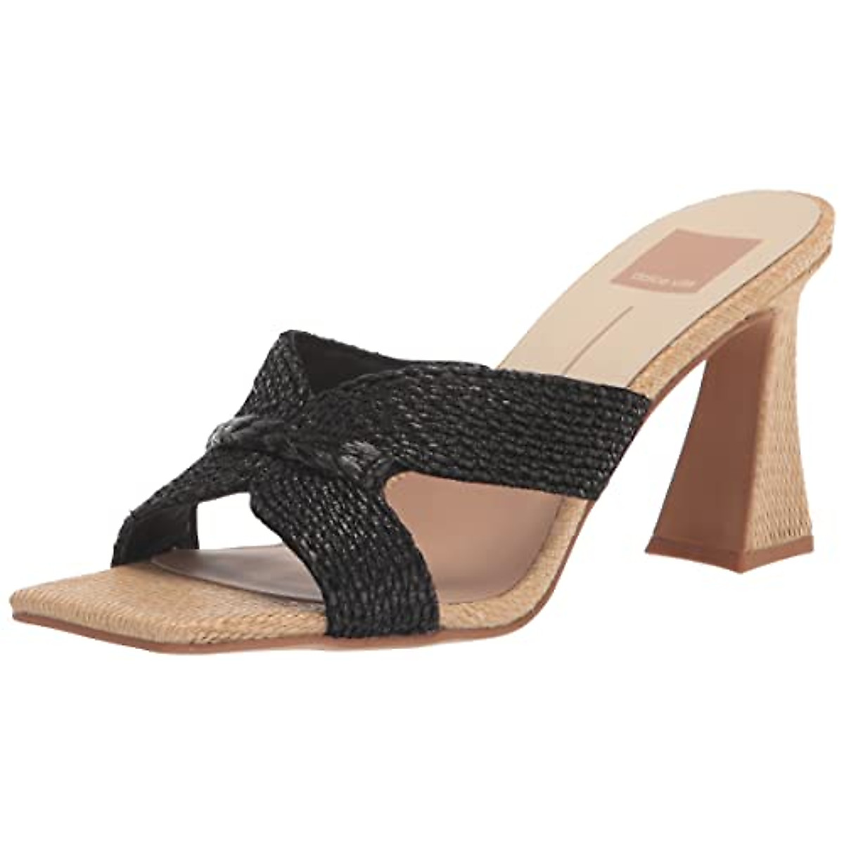 Dolce Vita womens Nitro Heeled Sandal, Black Raffia, 8 US